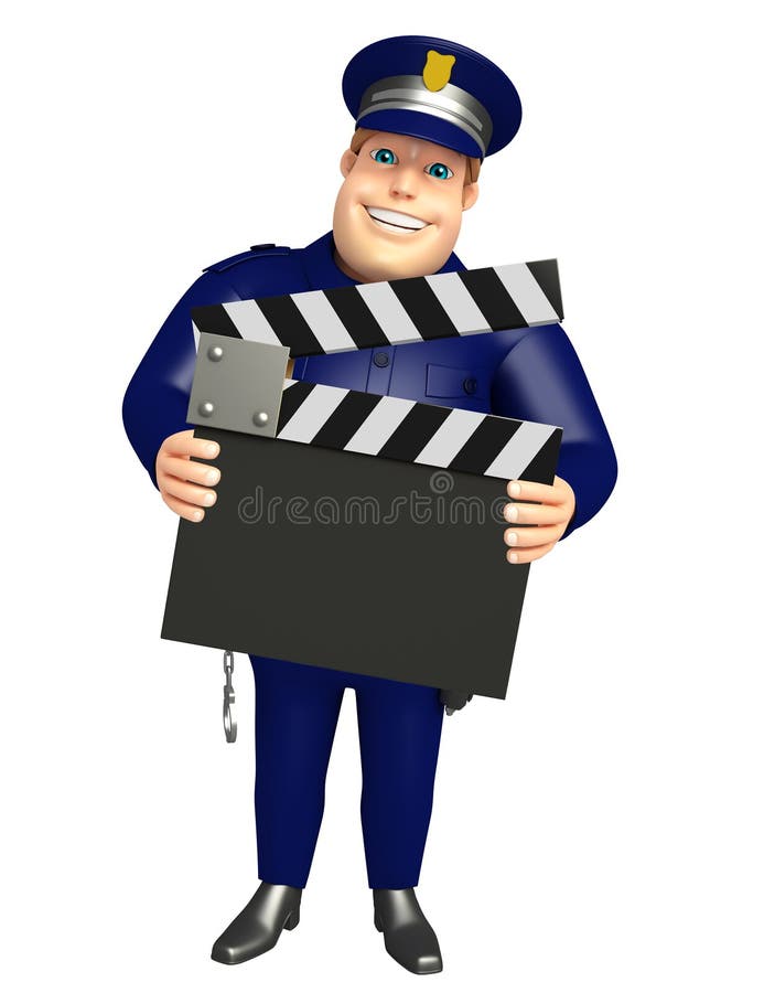 Police with Clapper board stock illustration. Illustration of clasped ...