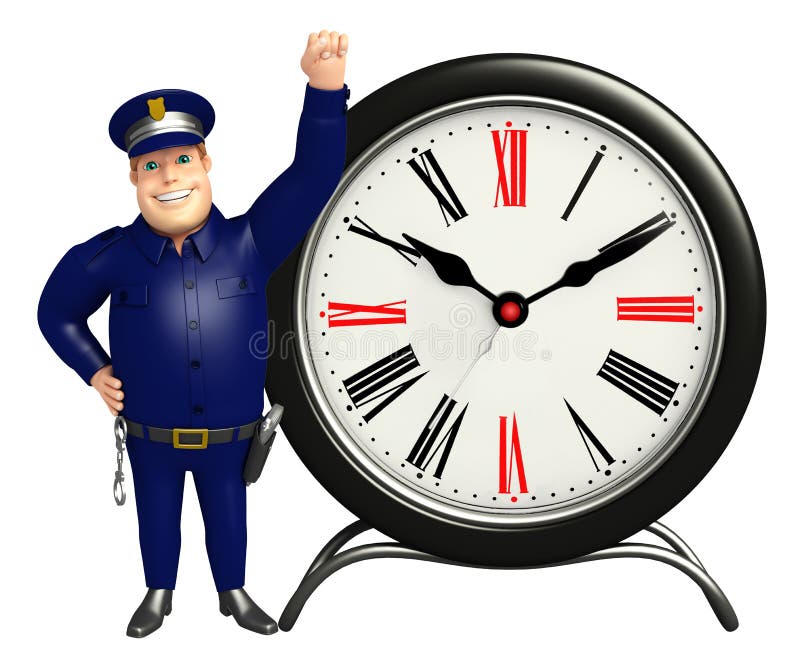 Police with Clock stock illustration. Illustration of male - 77507420