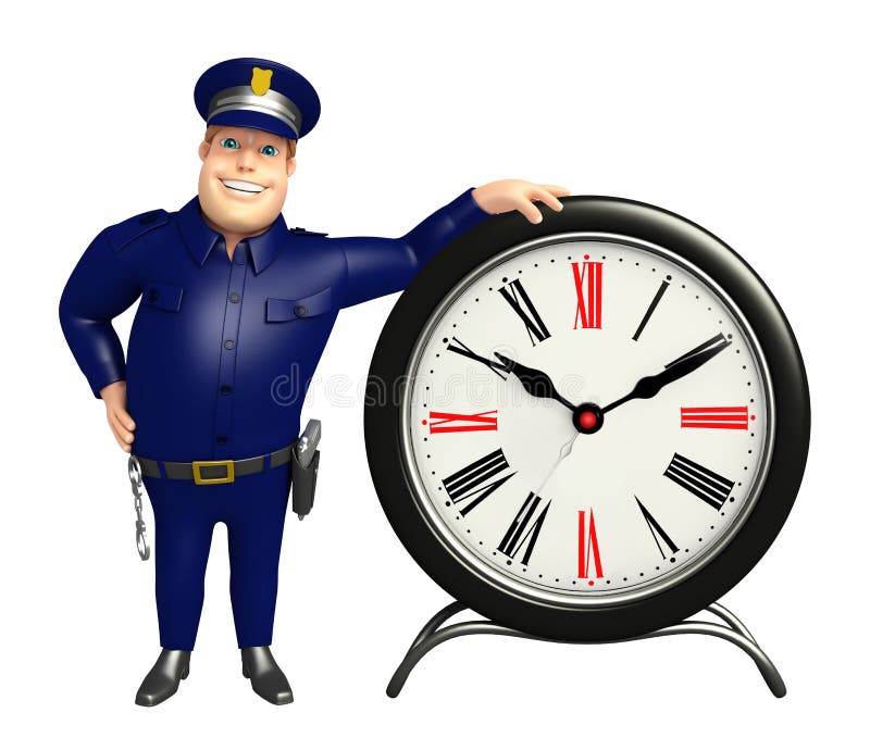 Police with Clock stock illustration. Illustration of enforcement ...