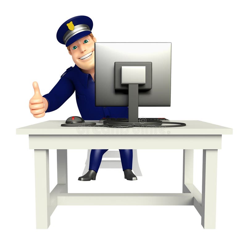 Police with Computer stock illustration. Illustration of adults - 77505034