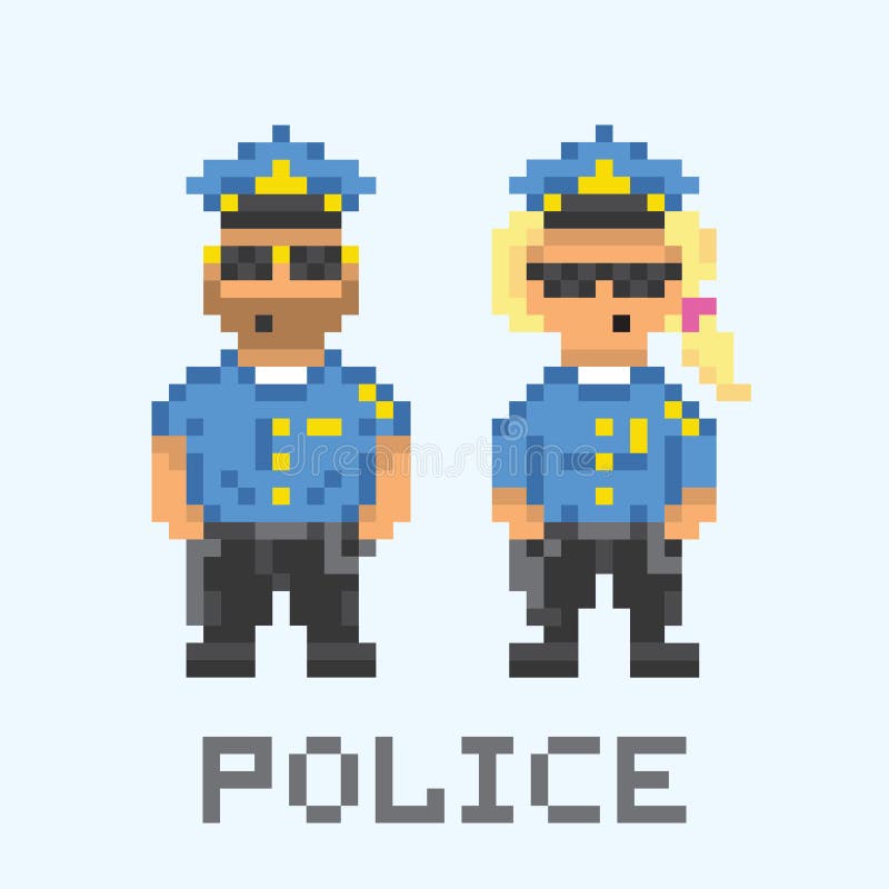 Police Couple in Pixel Art Style Vector Illustration Stock Vector ...