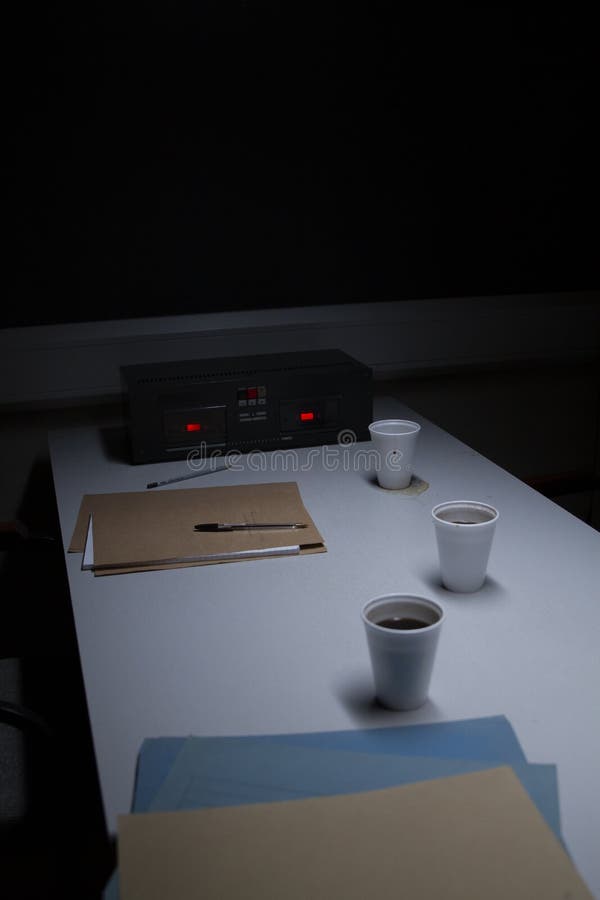 Police Custody Interview Room with Coffee Cups Stock Photo - Image of ...