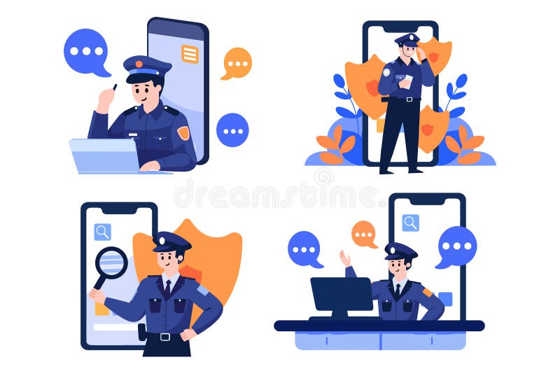 Police for Cyber Crime in Flat Style Stock Vector - Illustration of ...