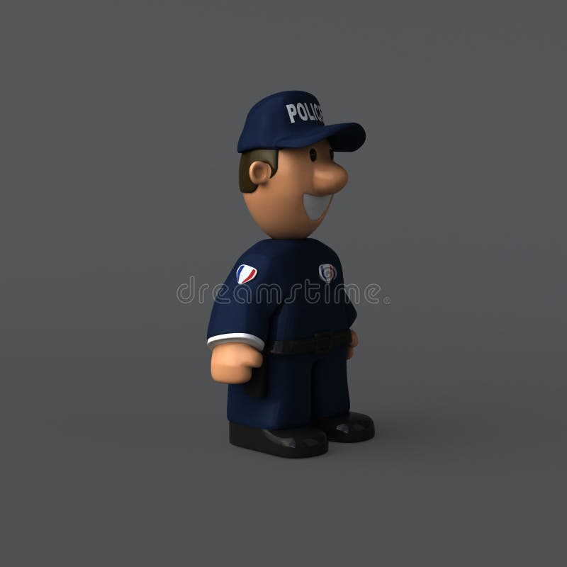 Police - 3D Illustration stock illustration. Illustration of blue ...
