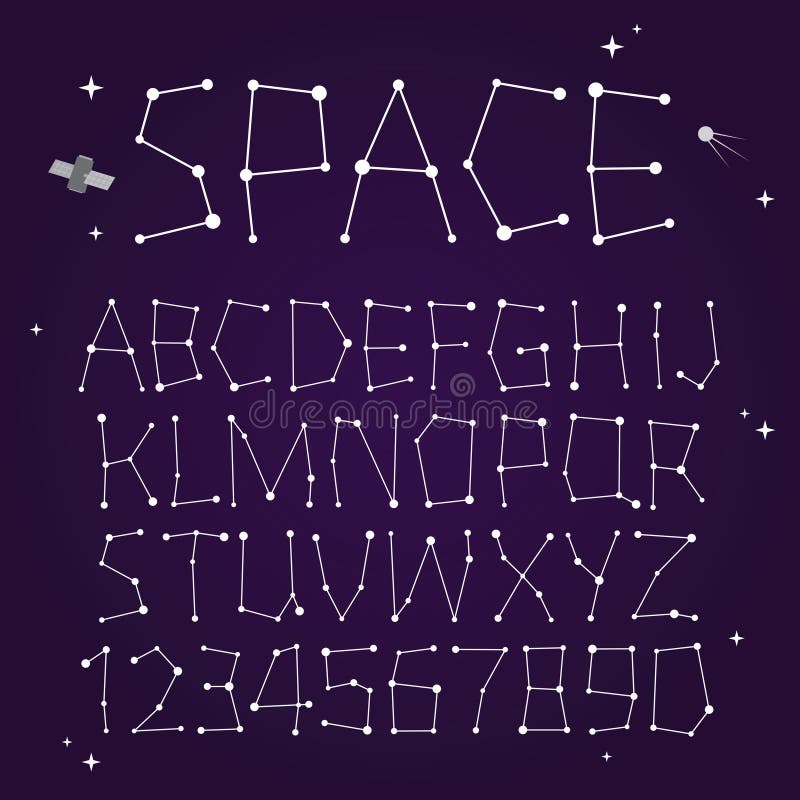 Police De Caractères Constellation Vectorielle Dans L'espace ...