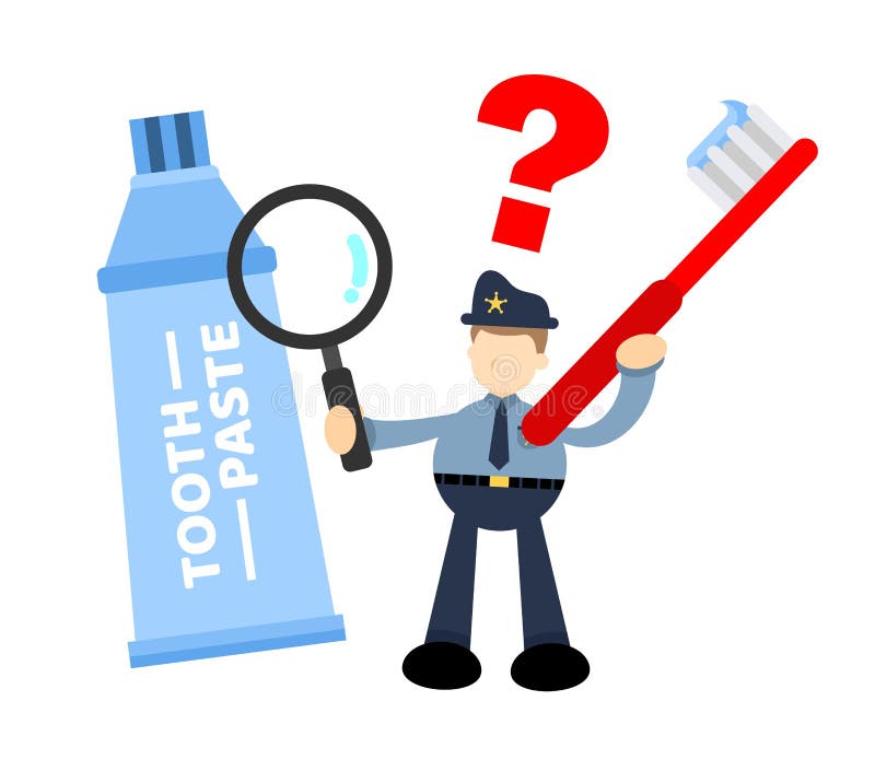 Police Officer and Dental Care Cartoon Doodle Flat Design Vector ...