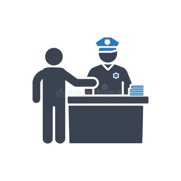 Police Desk Interaction Icon Stock Vector - Illustration of officer ...