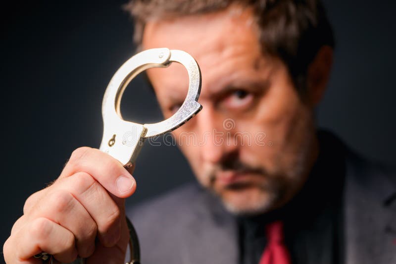 Police Detective Investigator with Handcuffs Stock Photo - Image of ...