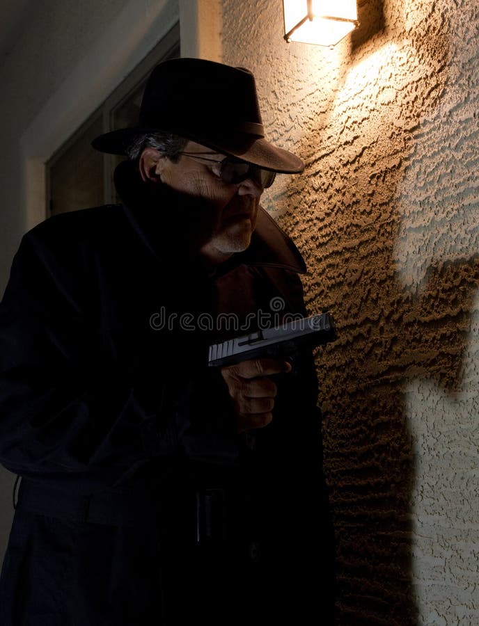 Old Police Detective Investigator Stock Image - Image of fire, lighting ...