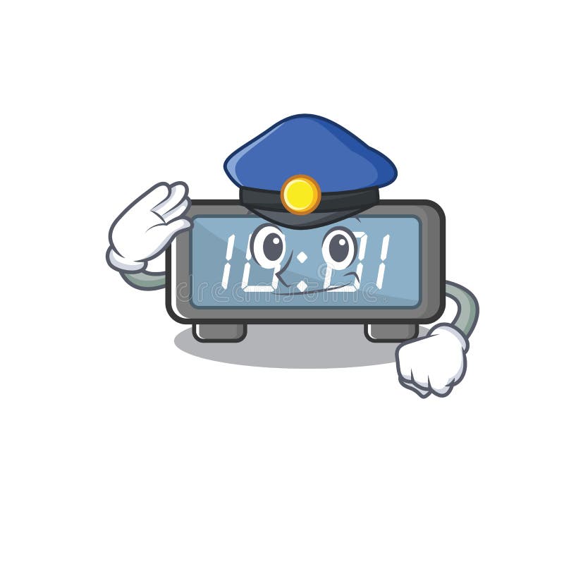 Police Digital Clock Isolated in the Mascot Stock Vector - Illustration ...