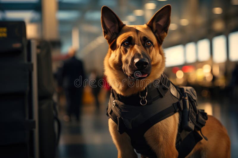 Police Dog on Duty at the Airport. Stock Illustration - Illustration of ...