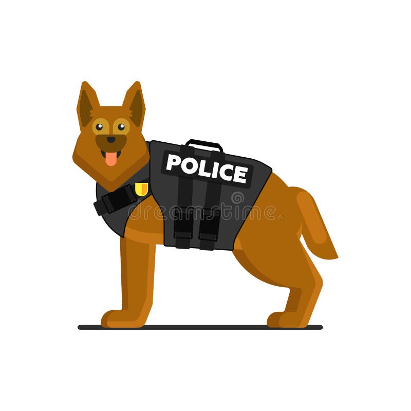 Police Dog in Uniform Vector Illustration Stock Vector - Illustration ...