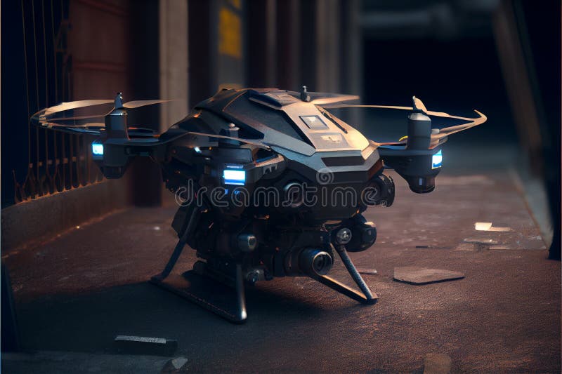 Police Drone Created with Generative Ai Stock Illustration ...