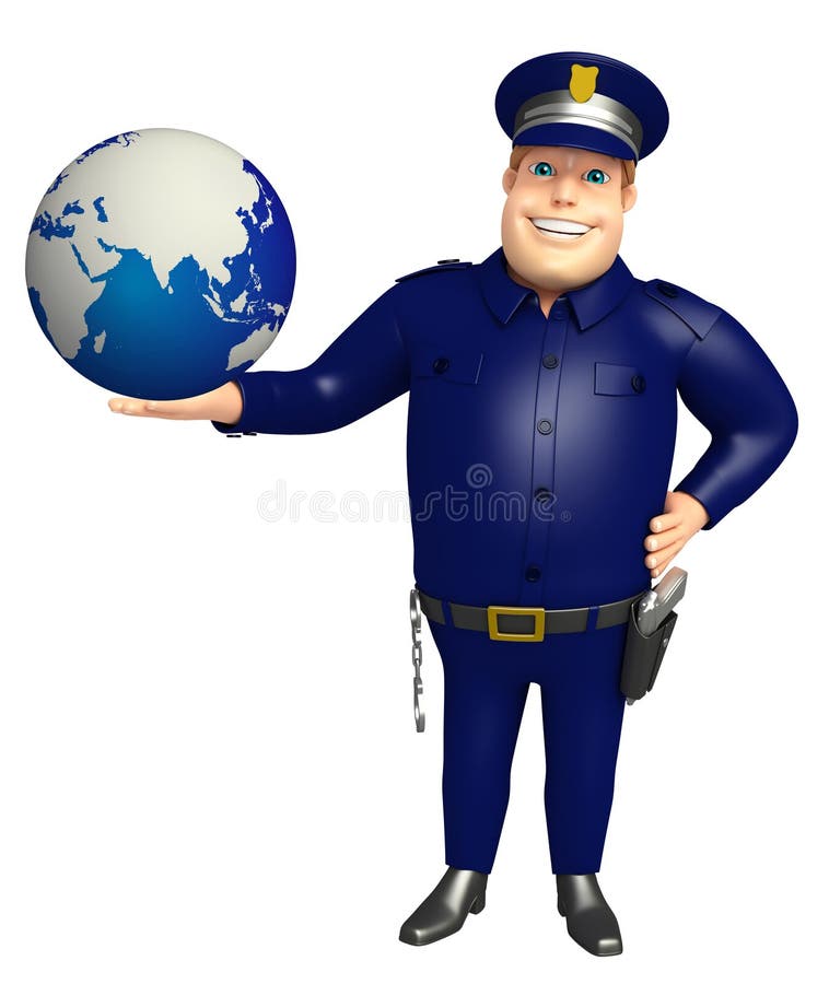 Police with Earth stock illustration. Illustration of looking - 77495723