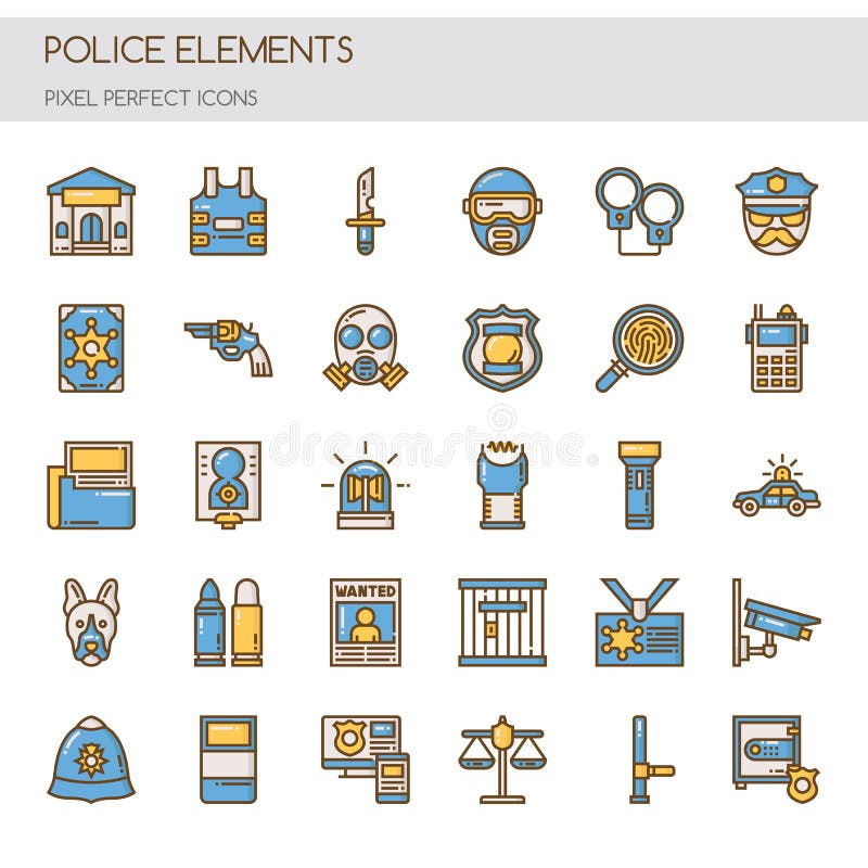 Police elements stock vector. Illustration of crime, patrolman - 59695988