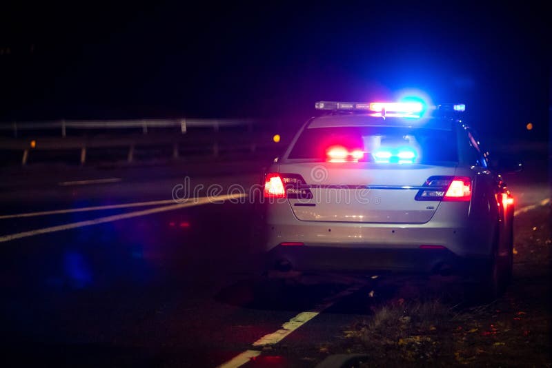 Police Emergency Flash Lights at Night from the Back Stock Image ...