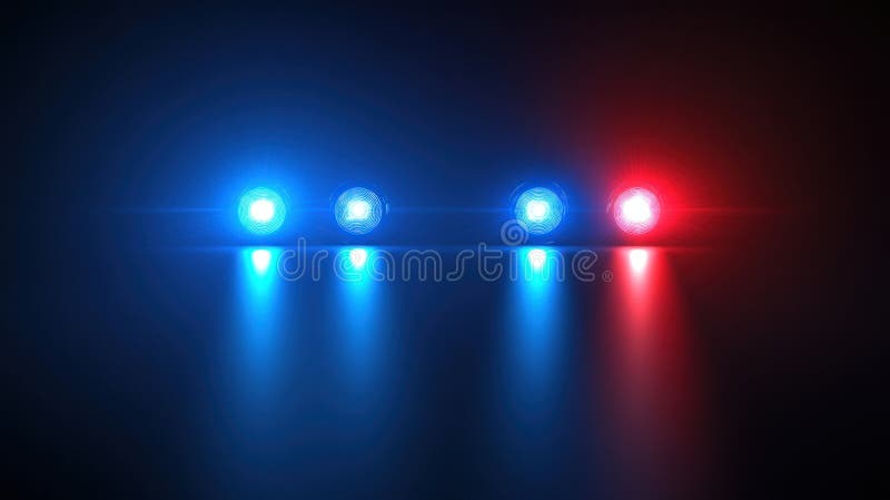 Police Emergency Lights in Blue and Red on Dark Background Stock ...