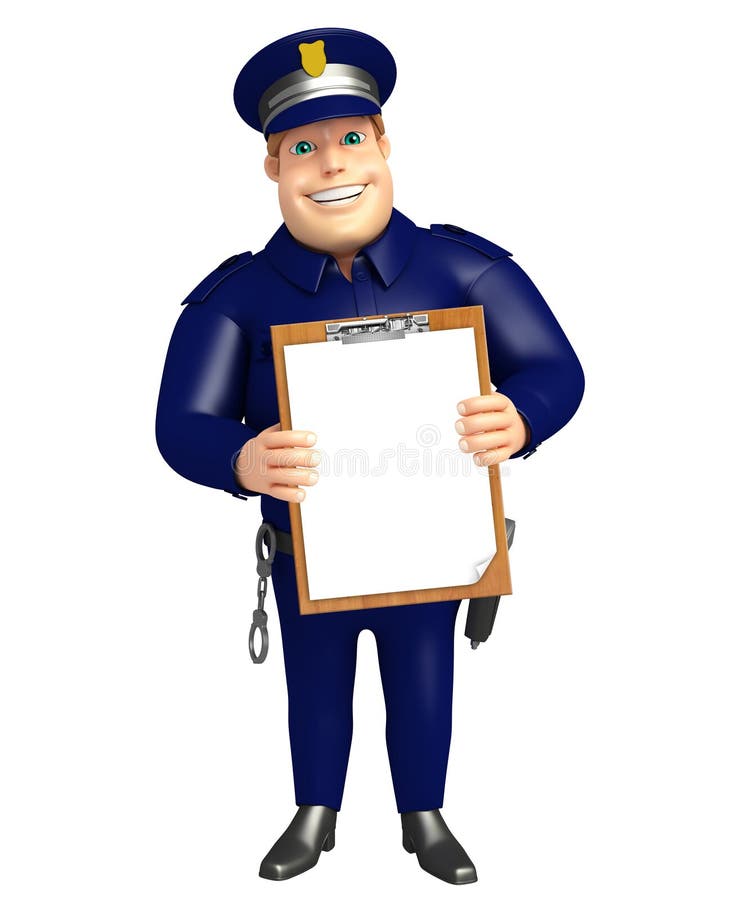 Police with Exam pad stock illustration. Illustration of smile - 77543627