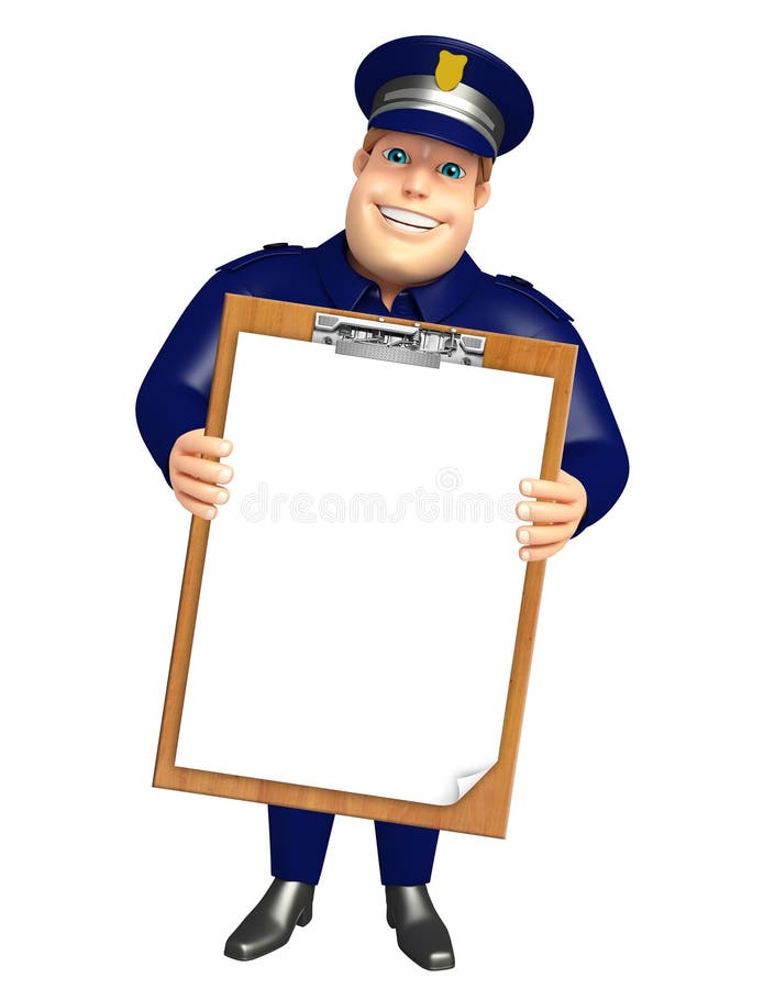 Police with Exam pad stock illustration. Illustration of smile - 77543627