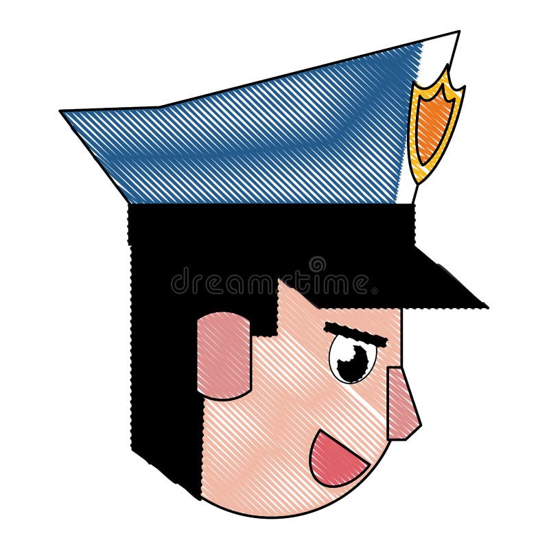 Police man face cartoon stock vector. Illustration of order - 140682859