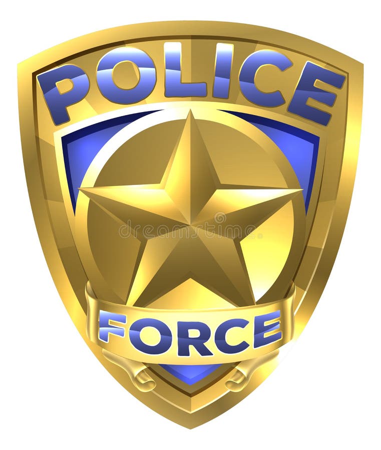 Gold Police Officer Badge stock illustration. Illustration of crime ...