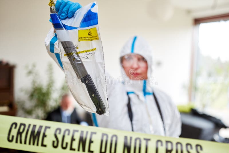 Forensic Technicians Taking DNA Sample from Blood Stain with Cotton ...