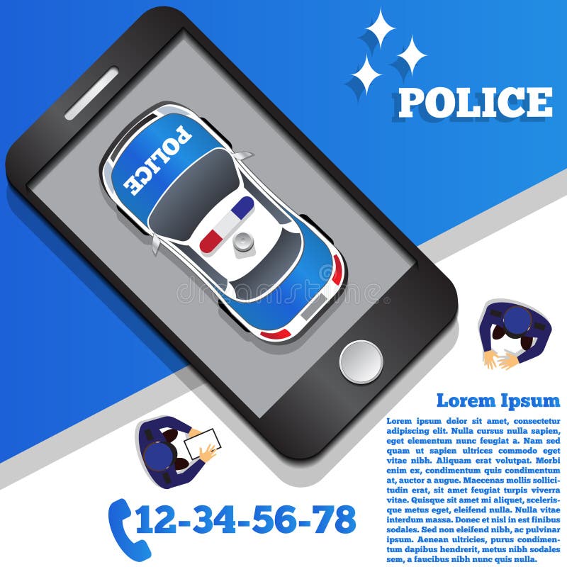 Police in the Form of a Mobile Application. Stock Vector - Illustration ...