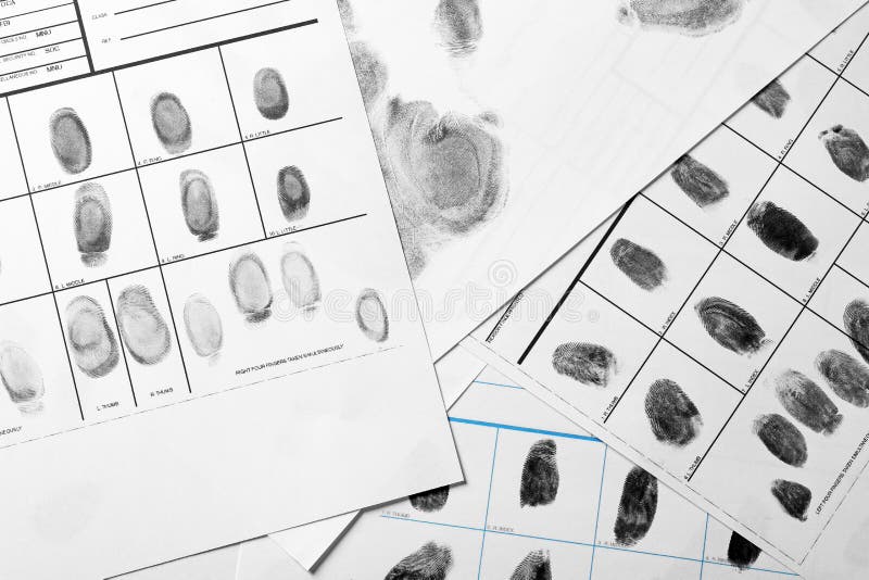 Police Forms with Fingerprints, Top View Stock Photo - Image of card ...