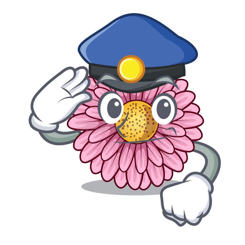Police Gerbera Flower Pot Above Character Table Stock Vector ...