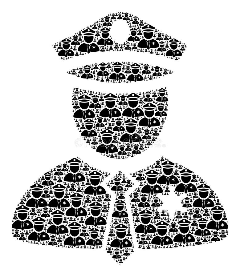 Police Guy Fractal Collage Of Itself Items Stock Vector Illustration