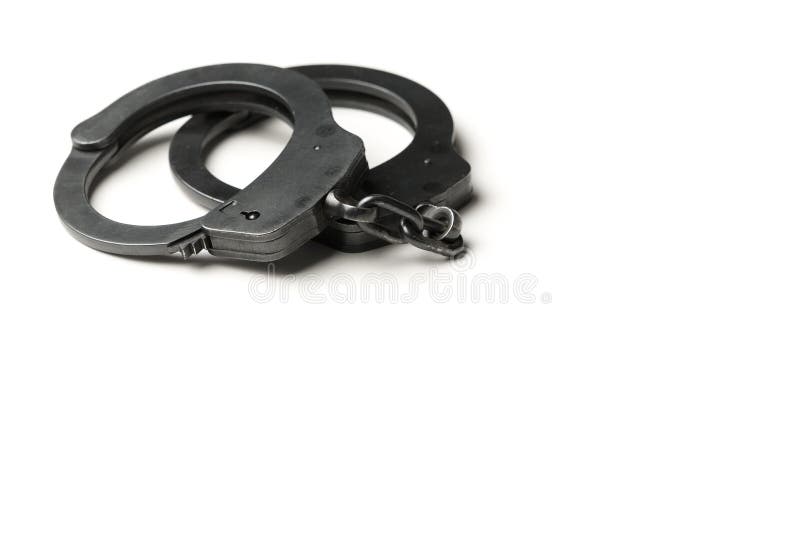 Police Handcuffs on a White Background Stock Image - Image of hostage ...
