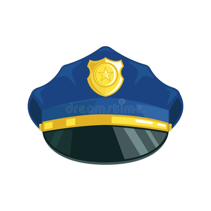 Police Hat Cartoon Vector Element with Shiny Badge Stock Vector ...