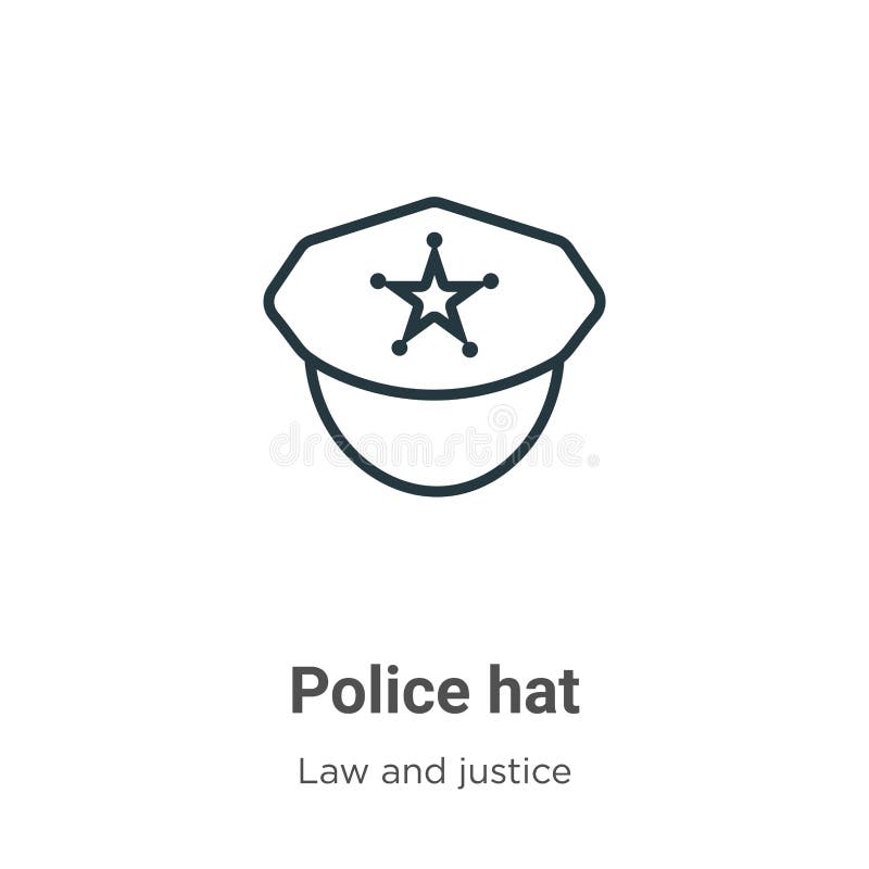 Police Hat Outline Vector Icon. Thin Line Black Police Hat Icon, Flat ...