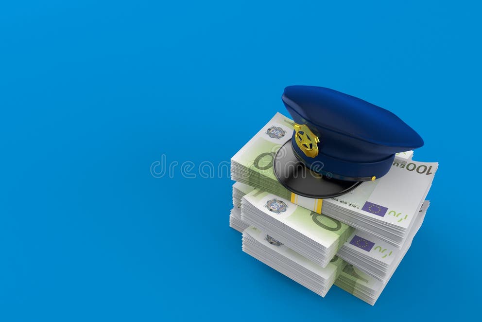Police Hat on Stack of Money Stock Illustration - Illustration of empty ...