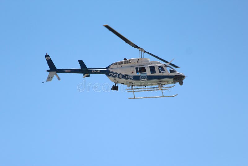 Police Helicopter in Flight in Israel Editorial Photo - Image of ...