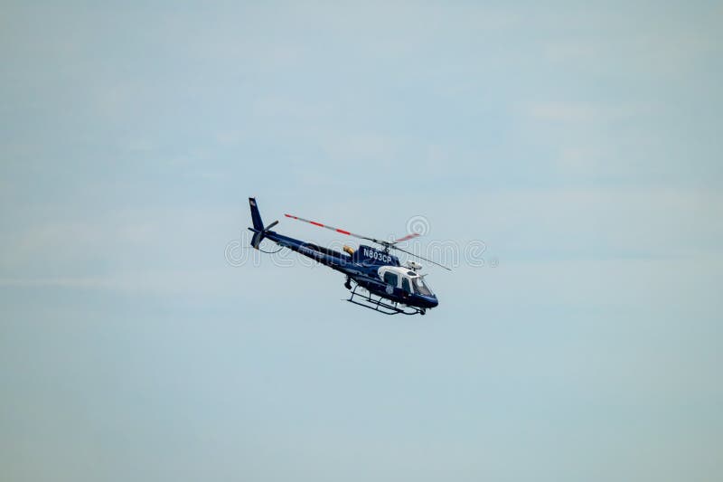 Police Helicopter Flying in the Air Editorial Stock Photo - Image of ...