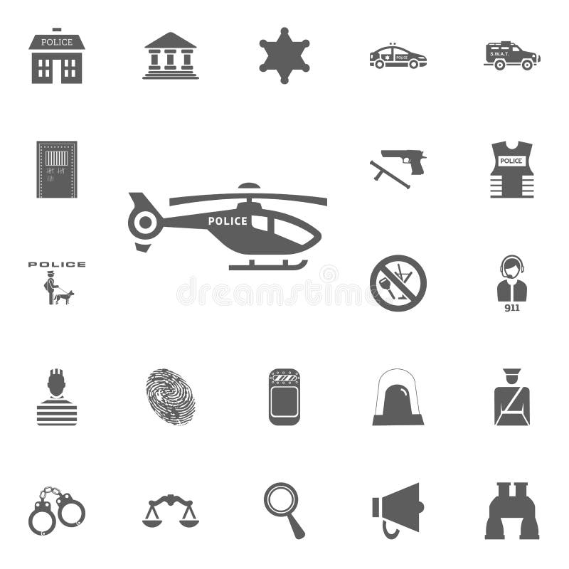 Police Helicopter Icon. Police and Juctice Icon Set. Stock Illustration ...