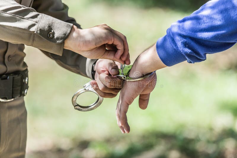 Police Helped To Catch the Guilty and Lock the Handcuffs,arrested Stock ...
