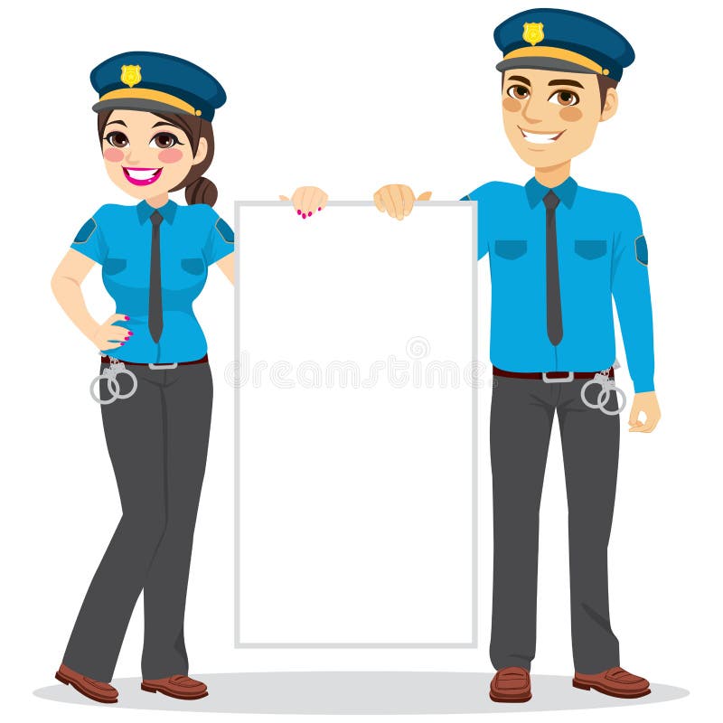 Police Holding Banner stock vector. Illustration of caucasian - 87970386