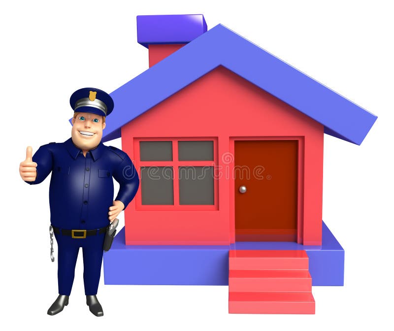 Police with Home stock illustration. Illustration of male - 77513027
