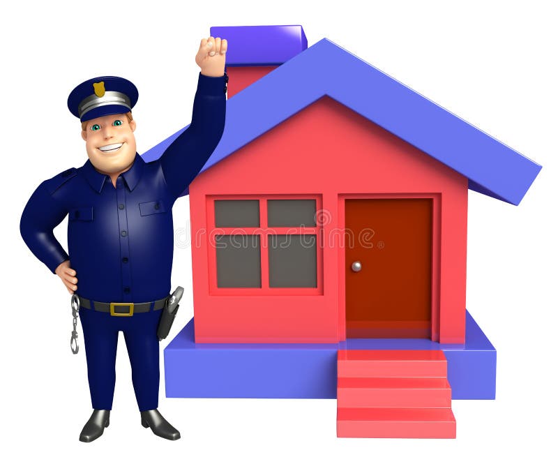 Police with Home stock illustration. Illustration of person - 77533302