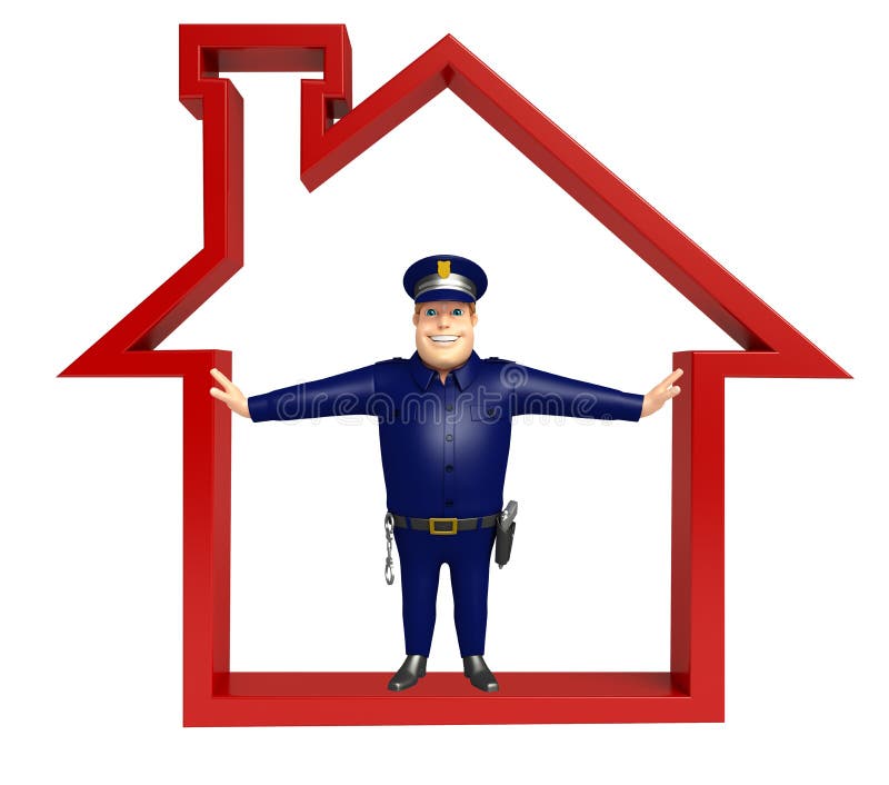 Police with Home sign stock illustration. Illustration of officer ...