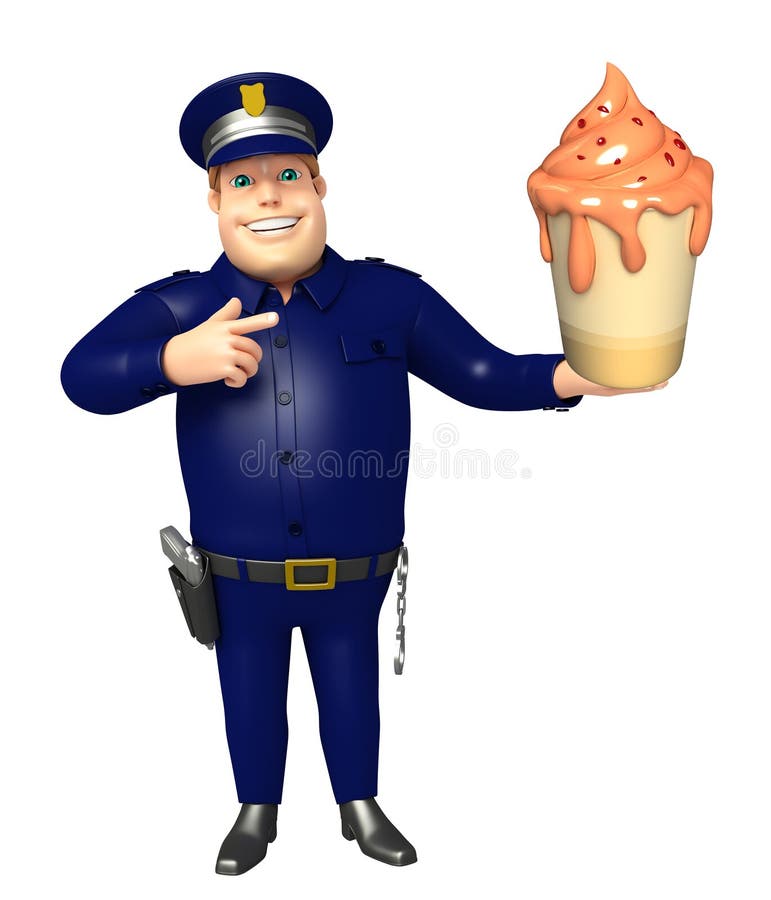 Police with Icecream stock illustration. Illustration of person - 77535821