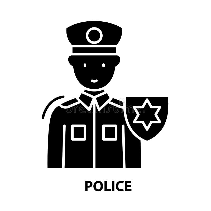 Police Icon, Black Vector Sign with Editable Strokes, Concept ...