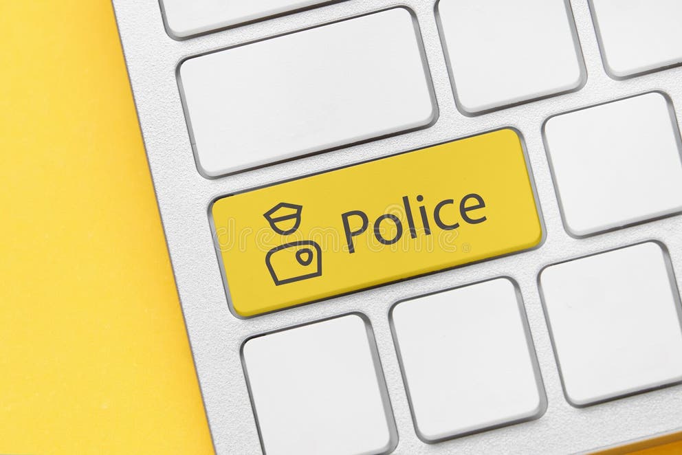 Police Icon on the Keyboard. Online Help Call Concept Stock Image ...
