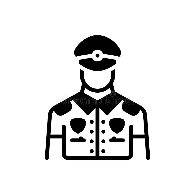 Black Solid Icon for Police, Officer and Solider Stock Illustration ...