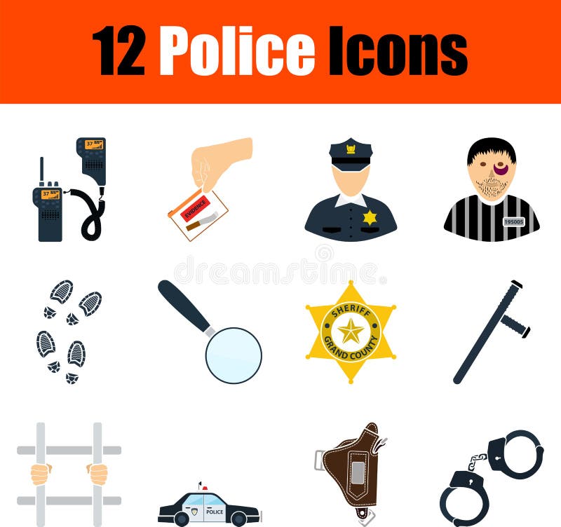 Police Icon Set stock vector. Illustration of line, magnifying - 207635193