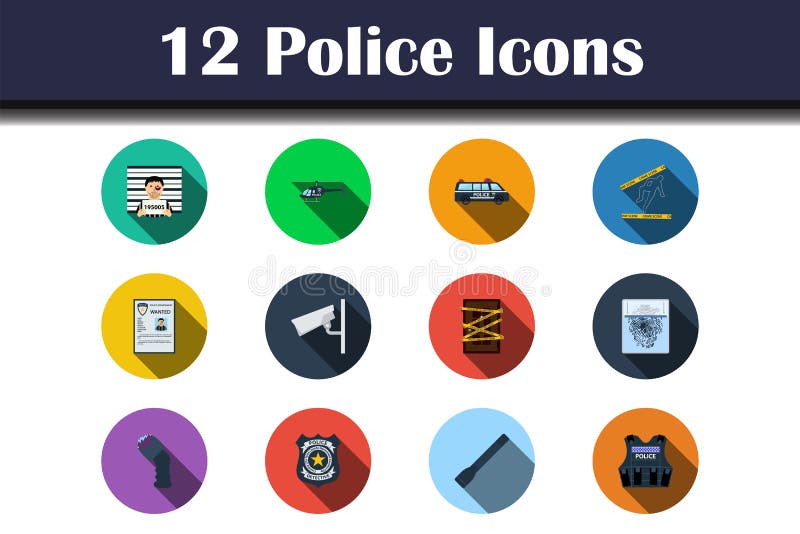 Police Icon Set stock vector. Illustration of handcuffs - 245774418