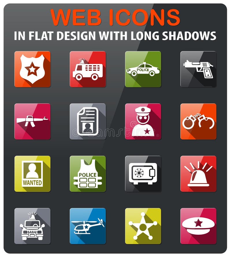 Police icon set stock illustration. Illustration of handcuffs - 88397907