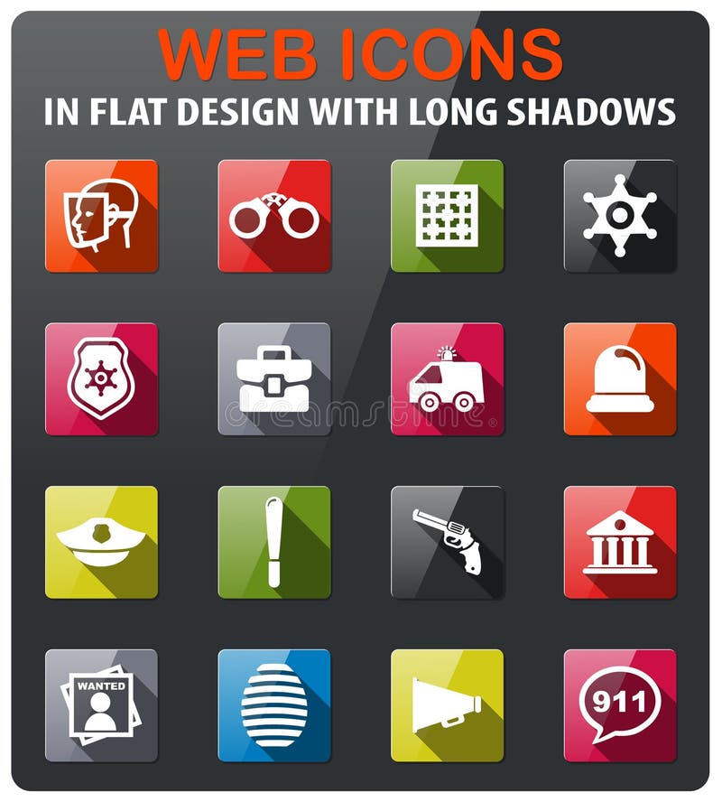 Police icon set stock illustration. Illustration of badge - 88441906